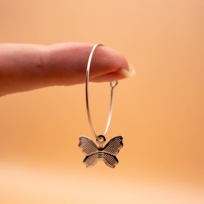 Dainty Silver Butterfly Hoops – Miruku Store